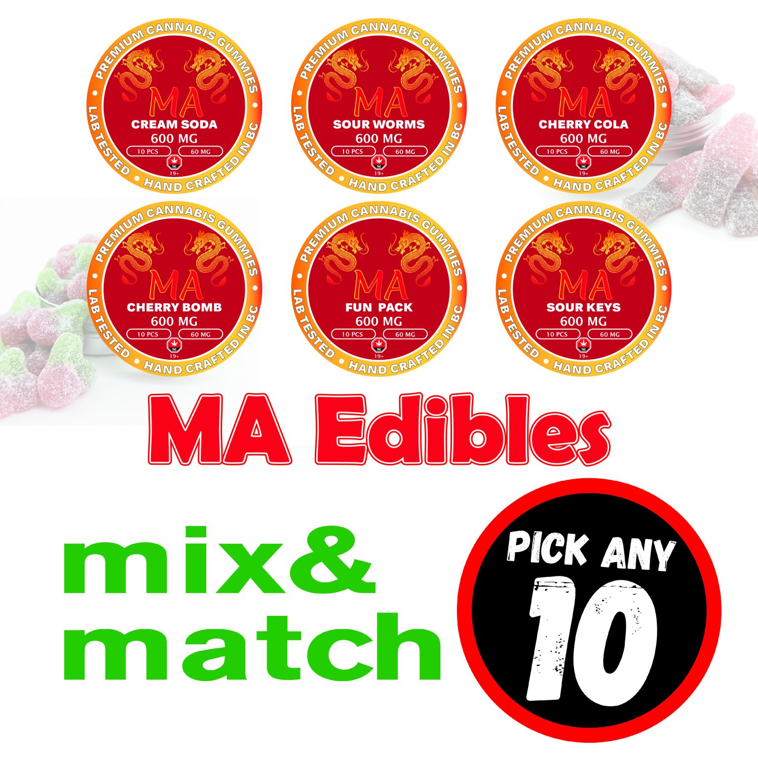 Pick Any 10 MA Edibles | 600mg THC | Customize Your High With Mix ...